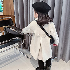 POPOLAR Kids Girls Dress Coats Winter Warm Long Jacket Cloak Button Trench Coat Pockets Peacoat Outerwear Clothes 2-7 Years (6-7 Years, Beige)