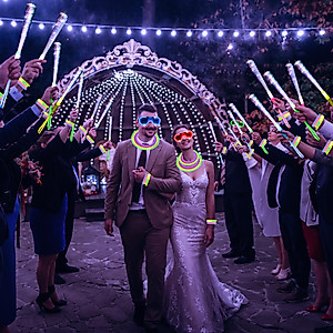 SHQDD 238 PCS Glow in the Dark Party Supplies, 24 PCS Glow Fiber Optic Wands, 14 PCS LED Glasses and 100 PCS Glow Sticks, 100 PCS Connectors, New Year Party Favors for Concert, Raves Birthday