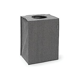 Brabantia - Laundry Bag Rectangular - Space Efficient - Large Volume - Quick-Drop Opening - Laundry Basket - with Hole - Bathroom - Stackable - Pepper Black - 14.5 Gal