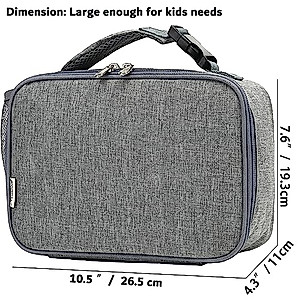 GYEUKHAM Insulated Lunch Box for School, Thermal Reusable Durable Freezable Lunch Bags for Kids Boys Girls Men Women - Small Soft Cooler Portable Lunch Tote Kit for Work Picnic Travel,Grey