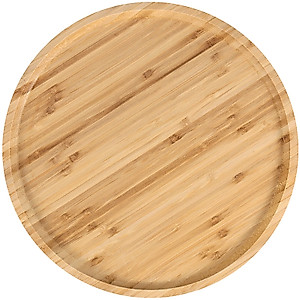 JOIKIT 5 Pack 12 Inch Bamboo Round Platter, Fine Polished Round Wood Plates Bamboo Serving Tray for Holding Fruit, Bread, Cheese, Nut, Coffee, Tea, Plant Saucer