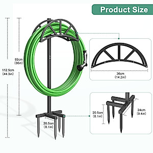 Keten Garden Hose Holder, 4 Spikes Freestanding Outdoor Hose Stand, Heavy Duty Water Hose Holder Rack and Storage Organizer for Lawn/Yard/Garden