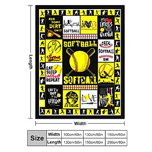 Softball Blanket Soft Flannel Blankets and Throws Outdoor Ball for Bedding Boys Girls Adults Gifts 50"X40"