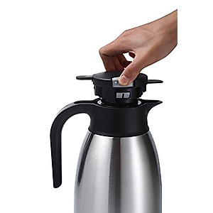 Heritage66 Stainless Steel Thermal Coffee Carafe Triple Wall Thermal Vacuum insulated 12 hours heat Retention/24 hours cold Retention Tea, Water, and Coffee Dispenser (2 Liter wide mouth)