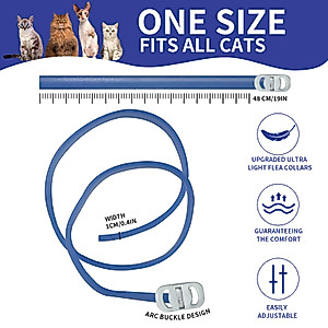4 Pack Flea Collar for Cats, Cat Flea and Tick Collar Glow in Dark, 8 Months Prevention Cat Flea and Tick Treatment, Waterproof Adjustable Cat Flea Collar, Tick and Flea Collar for Kitten Cat, Blue