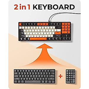 Havit Mechanical Keyboard, Wired Compact PC Keyboard with Number Pad Red Switch Mechanical Gaming Keyboard 89 Keys for Computer/Laptop (Black)