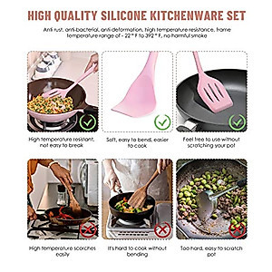 Kitchen Utensils Set-12 Pieces Silicone Cooking Utensils Set (Dishwasher Safe) 392°F Heat Resistant Spatula Set, Nonstick Cookware