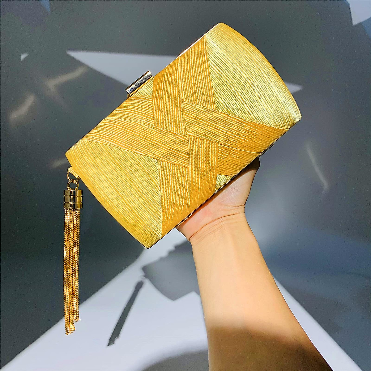Women's Elegant Tassel Pendant Silk Evening Bag Clutch Purse for Bride Wedding Prom Night Out Party (Green)