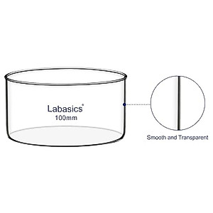Labasics Crystallizing Dish, No Spout Flat Bottom Thick-Walled High Borosilicate Glass Crystallizing Dishes for Crystallization and Evaporation Lab Glassware, Outer Diameter: 100 mm, Capacity: 300 ml