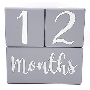 Baby Monthly Blocks Age Months Wood Photo Wooden Number Month Block