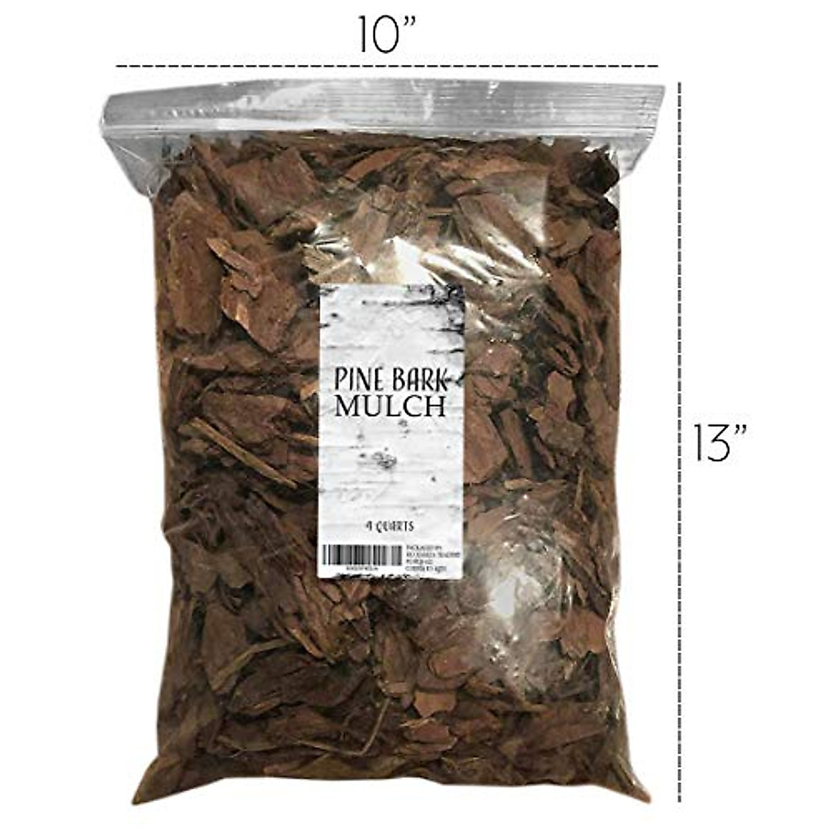 Pine Bark Mulch, 100% Natural Pine Bark Mulch, House Plant Cover Mulch, Potting Media, and More (4qt)