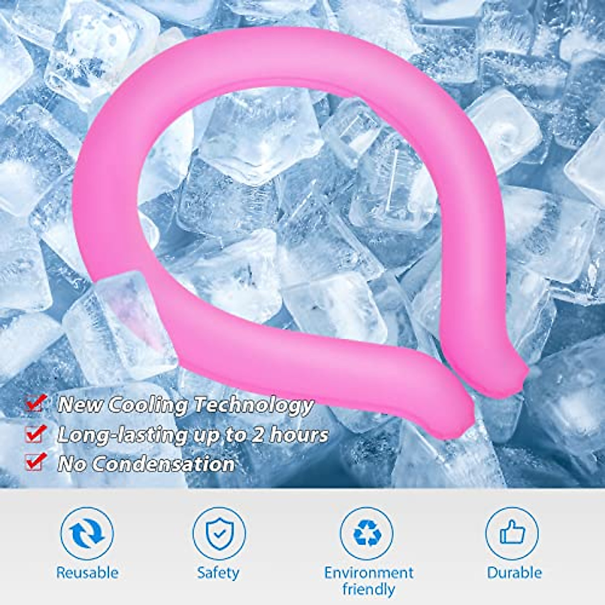 Maginno Neck Cooler, Wearable Cooling Tube Cool Neck Wraps for Extremely Hot Weather & Summer Heat, Hands Free Cold Ice Pack Gel for Outdoor Workers, Sports, Relief for Hot Flashes or Fever (Pink)