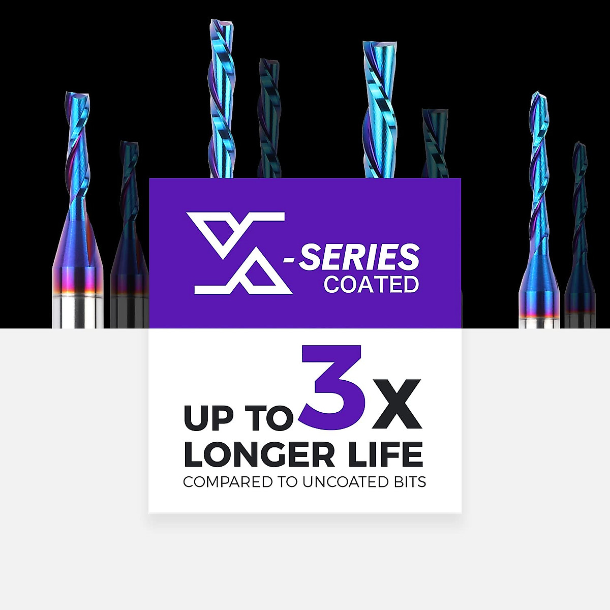 ZahyoX Upcut Spiral CNC Bit, Nano Coated Solid Carbide Straight Router Bit, 1/8" Cutting Dia, 1/4" Shank, 7/8" Cutting Length, 2-1/2" Overall Length, CNC Router Bits, CNC End Mill