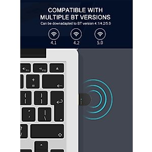 eppfun USB Bluetooth Adapter for PC Laptop Desktop, Bluetooth 5.3 Dongle Receiver, Wireless Audio Adapter, Support Windows 11/10/8.1, Compatible with Mouse Keyboard Headphones/Headsets Printers