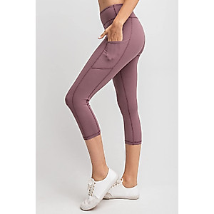 Hype Up Women's High Waisted Buttery Super Soft Capri Length Activewear Leggings with Side Pockets (S-3X)