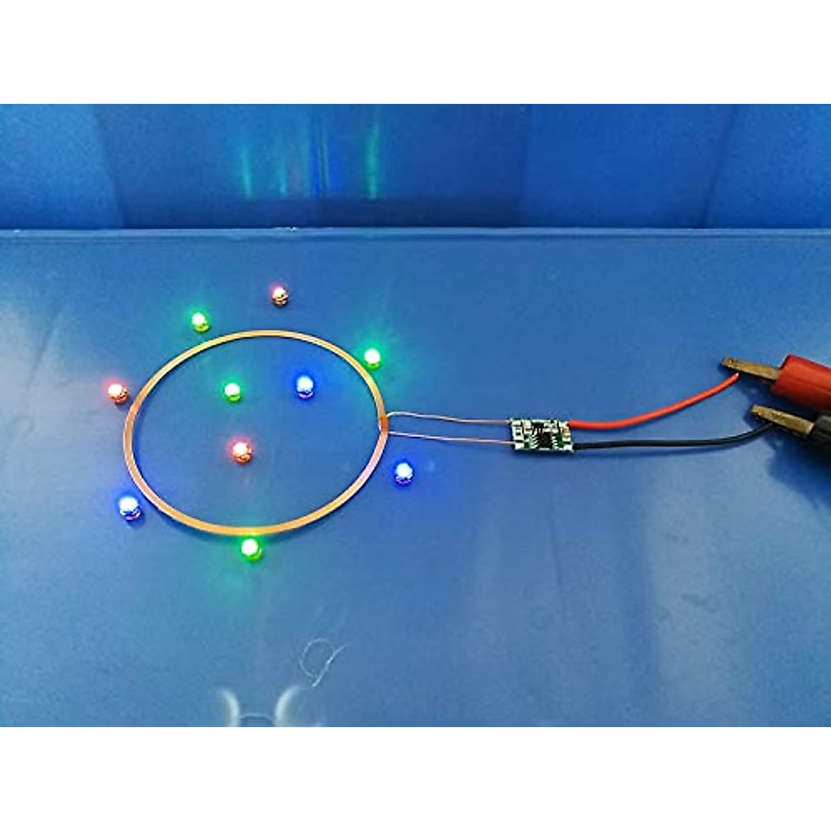 Taidacent 80mm Long Distance 5V Wireless LED Coil Inductive Coil and Ten Colorful Wireless LEDs Lights Brightness Adjustable Wireless LED Induction Wireless Charging Module