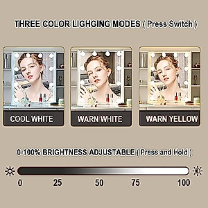 Makeup Vanity with Lights and Charging Station,Lighted Mirror Vanity with 3 Lighting Modes,Vanity Desk with 4 Drawers & Cushioned Stool,Modern Vanity Table for Girls Bedroom,White