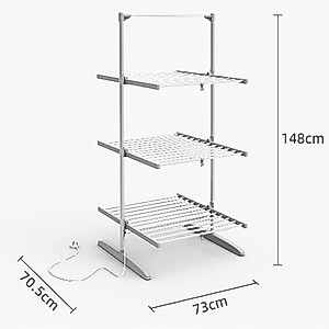 ZJIEX Electric Heated Clothes Airer Dryer 3-Tier Foldable Electric Clothes Dryers Indoor Low Energy Heated Drying Racks 300W 45-55℃ Constant Temperature