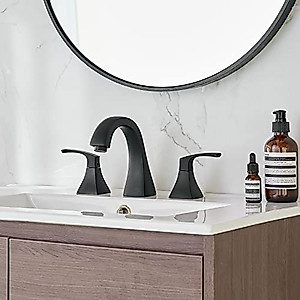 VAPSINT Two Handle Widespread Bathroom Faucet Black,3 Hole 8 inch Matte Black Bathroom Sink Faucet,Faucet for Bathroom Sink Lavatory Vanity with Supply Hoses