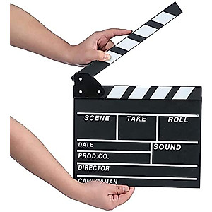 Movie Film Clap Board, Hollywood Clapper Board Wooden Film Movie Clapboard Accessory with Black & White, 12"x11" Give Away White Erasable Pen