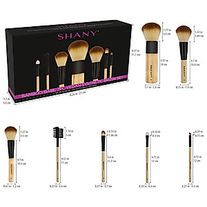 SHANY Bamboo Makeup Brush Set - Vegan Professional Makeup Brushes With Premium Synthetic Hair & Cotton Pouch for Easy Brush Storage - 7pc