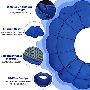 Dog Cone for Dogs After Surgery,Adjustable Protective Dog Recovery Collars & Cones for Large Medium Small Dogs Cats,Comfy Soft Dog Cones Prevent Pets from Touching Stitches Rashes,Wounds,Blue,L