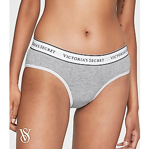 Victoria's Secret Cotton Hiphugger Panty Pack, Logo Banded Waistband, Underwear for Women, 4 Pack, Medium Heather Grey (XL)