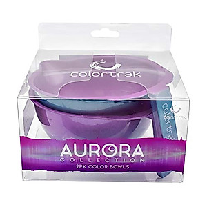 Colortrak SC Aurora Bowls, Stackable Color Bowls With Non-Slip Rubber Bottom, Easy-Pour Spout Lip, Shimmer Gradient Design, Color Grid With Milliliter Measurements, 2 Bowls