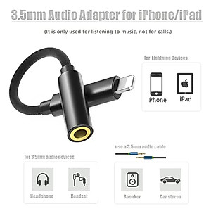 sunshot iOS to 3.5mm Headphone Jack Adapter, Aux Audio Adapter for iPhone Dongle Cable Compatible with iPhone 13 12 11 Xs MAX XR X 8 7 iPad iPod