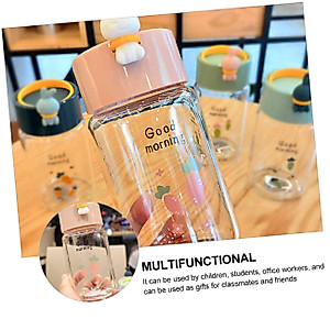LIFKOME Glass Drinking Bottle 1pc Rabbit Glass Water Cup Cup with Lid Drinking Glasses with Lids Cartoon Water Cup Pudding Jars Water Jars with Lids Cartoon Drinking Cup Fresh