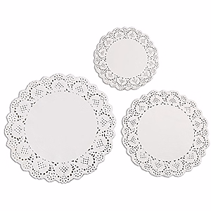 DECORA 180 Pieces White Round Paper Lace Doilies for Party or Wedding Tablewear Decoration 6.5inch,8.5inch,10.5inch