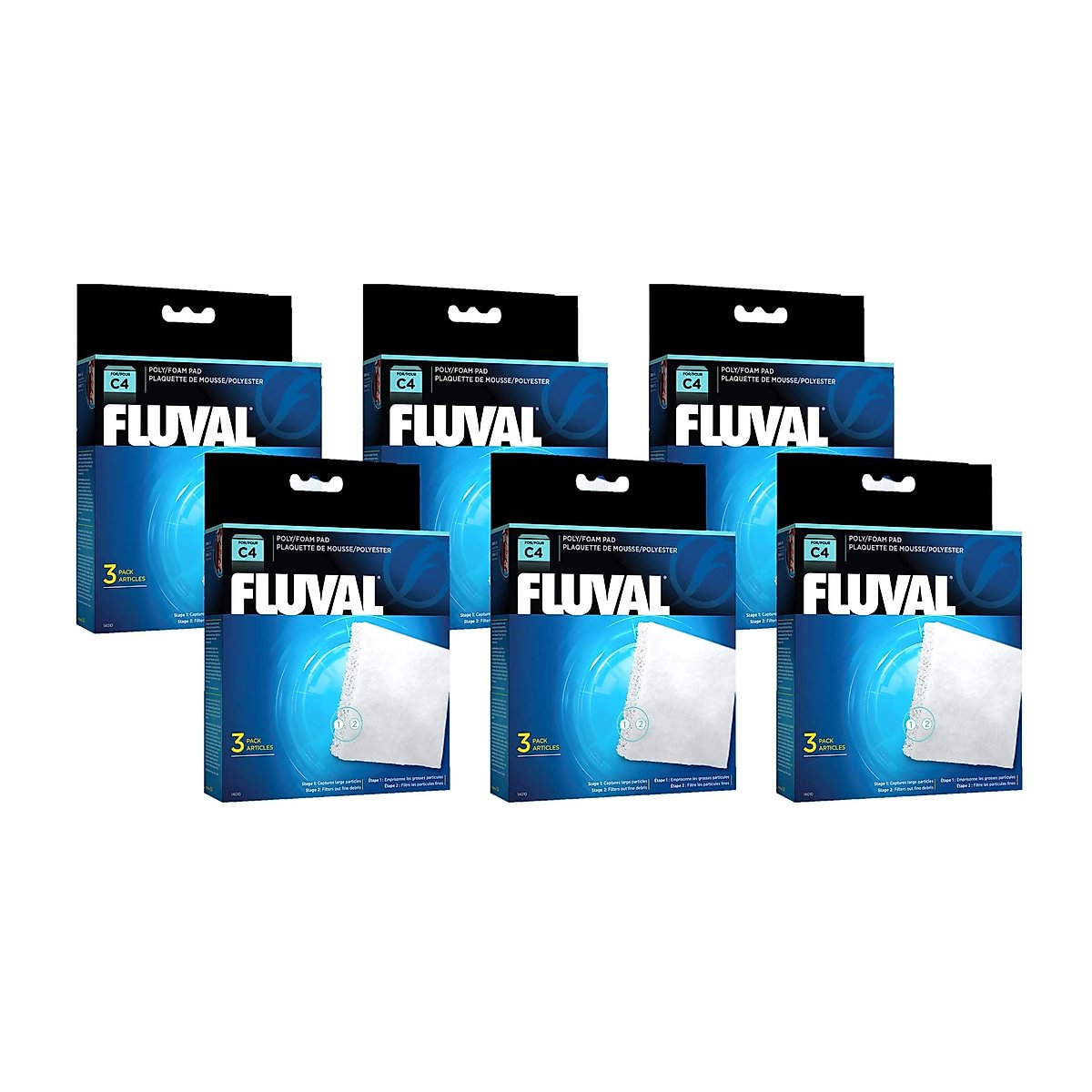 Fluval 18 Pack of Replacement Poly/Foam Pads for C4 Power Filters