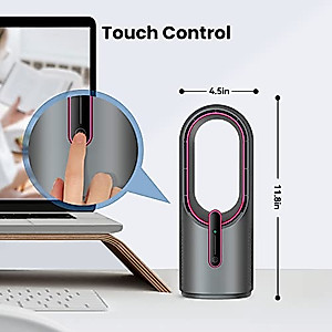 KONSIDEN Desk Fan Bladeless, 11.8 Inch Office Fan Small, Quiet, 3 Speed Adjustment, Touch Control, Easy to Clean, Desk Fans Small Quiet, Ideal for Office, Living Room, Bedroom