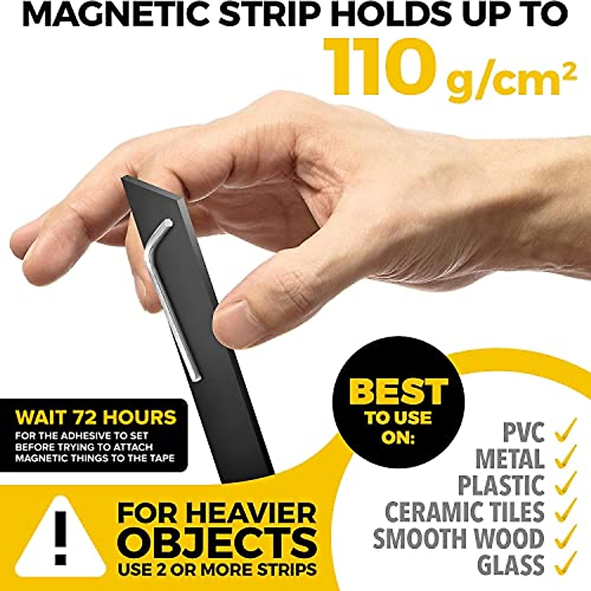 Adhesive Magnetic Strip for Knives Kitchen with Multipurpose Use as Knife Holder, Knife Rack, Knife Magnetic Strip, Knives Bar, Kitchen Utensil Holder, Tool Holder for Garage and Kitchen Organizer