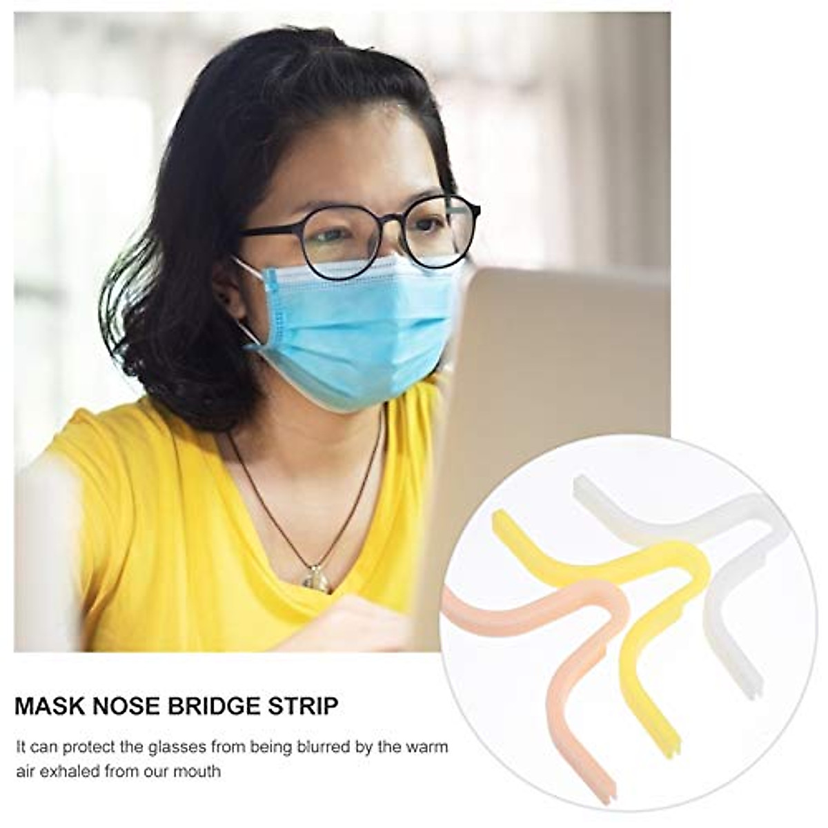 EXCEART Anti- Fog Nose Bridge Pads Strip Self- Adhesive Face Inner Support Frame Eyeglasses Nose Pads Plastic Seal Nose Cushion Holder Eyeglasses Strip