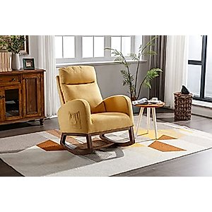 Morhome Nursery Chairs Indoor Rocking Armchair with Side Pocket for Living, Bedroom, Baby Room, Dark Grey
