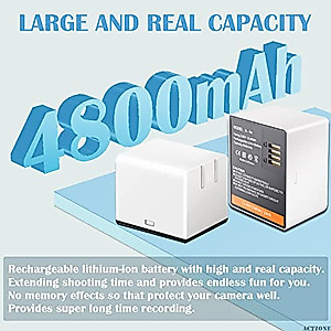 ActZone 2Pack A-4a Rechargeable Batteries and LCD Dual Charger Compatible with Arlo Ultra, Ultra 2, Arlo Pro 3 and Pro 4 Camera VMC4040P VMA5400 VMC4350P 3.85V 4800mAh 18.48Wh