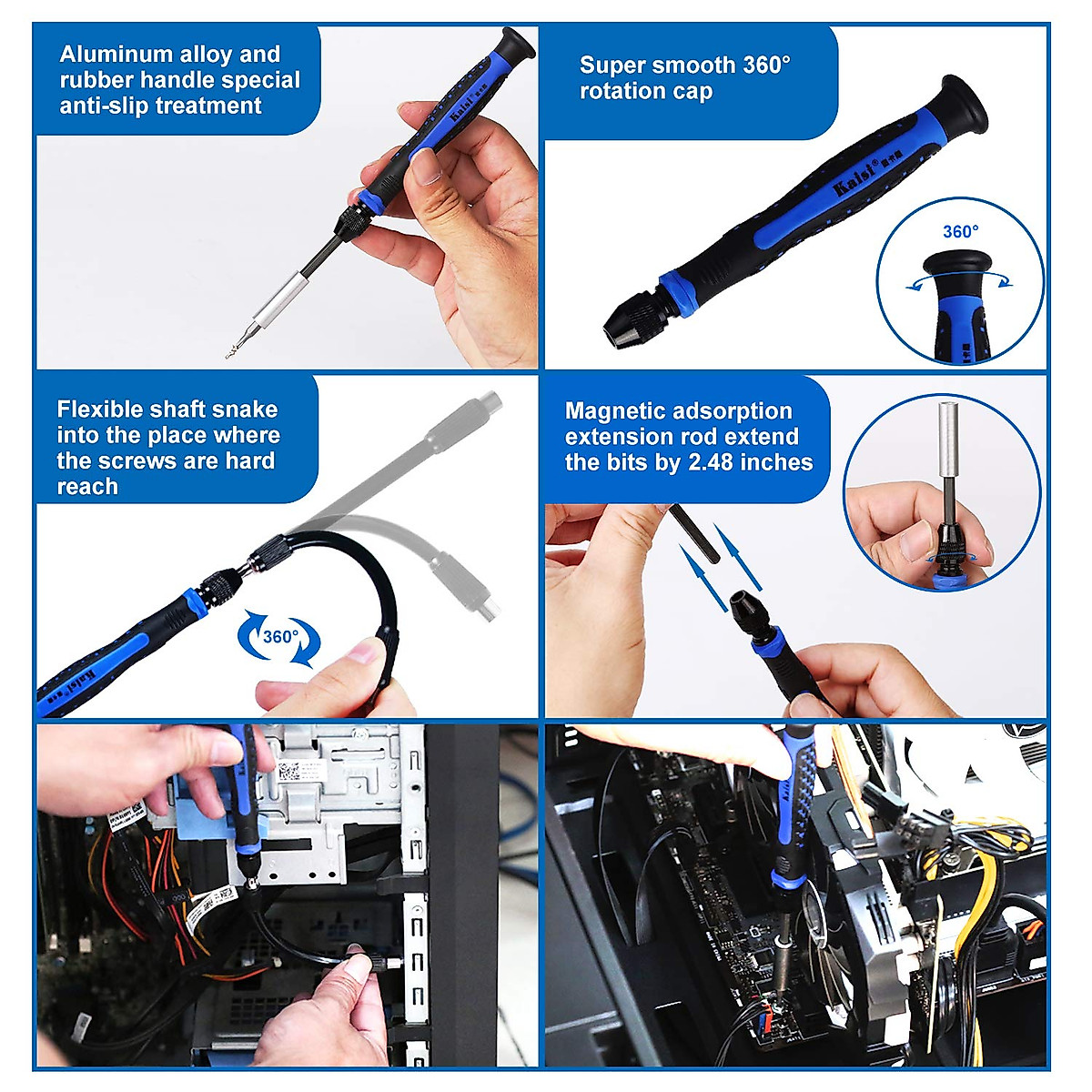 Kaisi 136 in 1 Electronics Repair Tool Kit Professional Precision Screwdriver Set Magnetic Drive Kit with Portable Bag