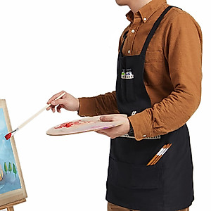 FreeNFond Adjustable Artist Apron with Pockets for Women Men Canvas Painting Aprons for Arts Gardening Utility or Work