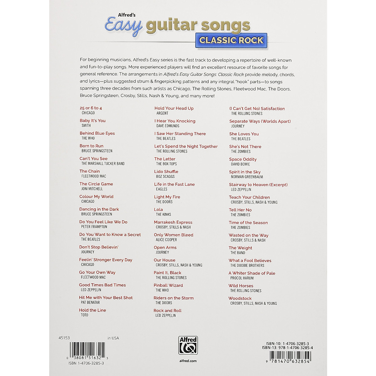 Alfred's Easy Guitar Songs -- Classic Rock: 50 Hits of the '60s, '70s & '80s