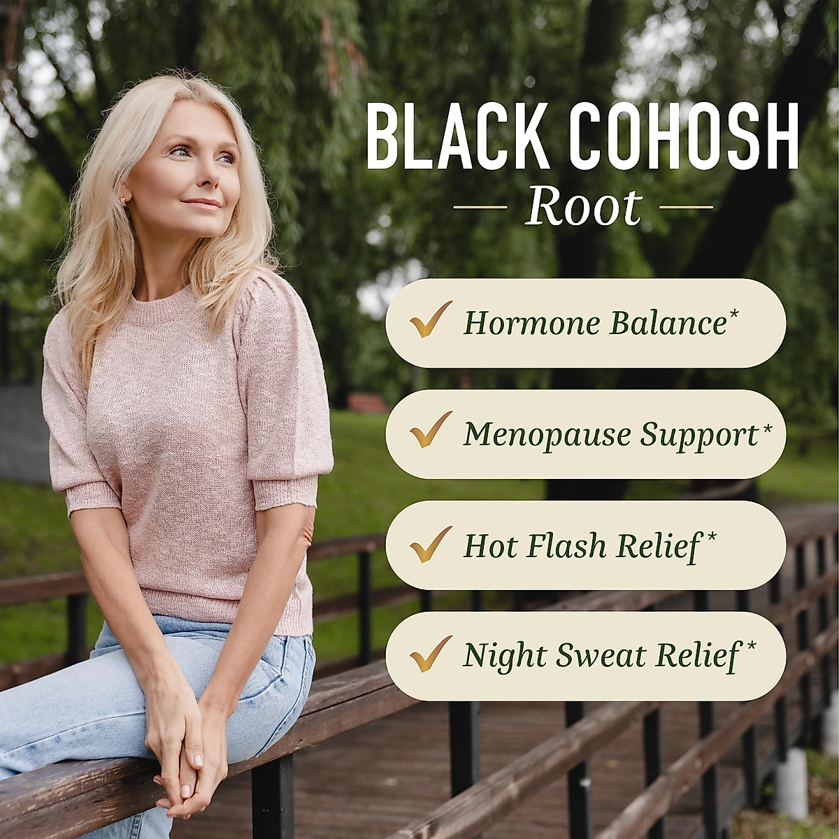 Black Cohosh Gummies for Menopause Relief, Hot Flashes & Night Sweats | 50mg Black Cohosh Root for Women | Gluten-Free, Vegetarian, Non-GMO | Hormone Balance Support | Yummy Peach Flavor | 60 Gummies