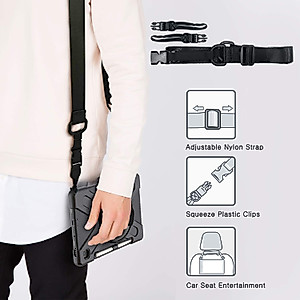 BRAECN for Galaxy Tab S6 Lite Case 2024/2020/2022,Heavy Duty Rugged Shockproof Case with Hand Strap, Shoulder Strap, Kickstand, S Pen Holder for Samsung Tab S6 Lite 10.4 Inch Tablet SM-P610 -Black