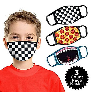 ABG Accessories Boys 3-Pack Kids Face Mask and Hand Sanitizer Holder Keychain (Flip Cap Reusable Empty Bottles) Age 3-7, Shark Design, 3 Count (Pack of 1)