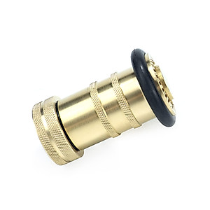 QWORK 1" NST/NH Brass Fire Hose Spray Nozzle, Heavy Duty Fire Equipment, Industrial Jet Fog Nozzle 36 gpm 100 psi