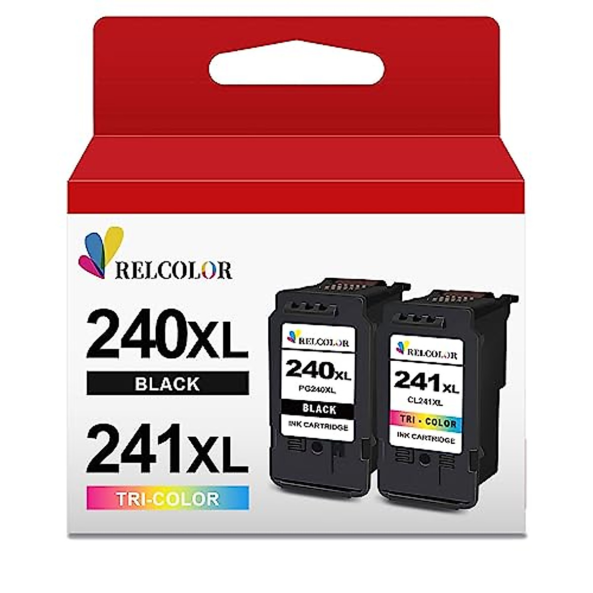 Relcolor 2X Capacity 240XL 241XL Ink Cartridges Black Color Combo Pack for Canon PG-240 CL-241 XL PG240 CL241 for Cannon Pixma MG3620 MG3600 TS5120 TS5100 MG3520 MG2120 MX452 MX532 MX472 MX512 Printer