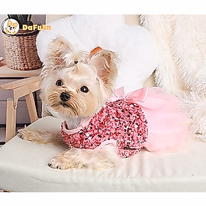 Dog Sweaters for Small Dogs Girl Winter Puppy Wedding Dress Cold Weather Pet Clothes Outfits Fleece Warm Doggie Apparel for Chihuahua Yorkie Teacup Clothing (Small, Pink)