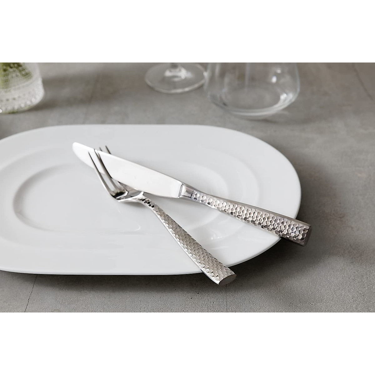 Fortessa Lucca Flatware Set, 20-Piece, Faceted Stainless