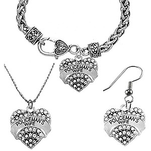 Policeman's Wife, Necklace, Earring, and Bracelet Set, Hypoallergenic, Safe-Nickel, Lead, Cadmium Free