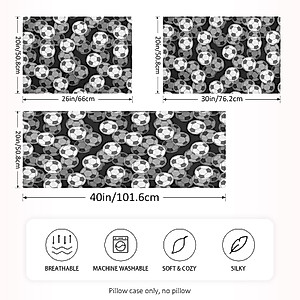 Football Sports Soccer Pillow Covers Silk Pillowcase for Hair and Skin Soft Breathable Smooth Cooling Satin Pillowcase Standard Size Pillow Case for Bedroom Bed Women Boys Girls (20x26 Inch)