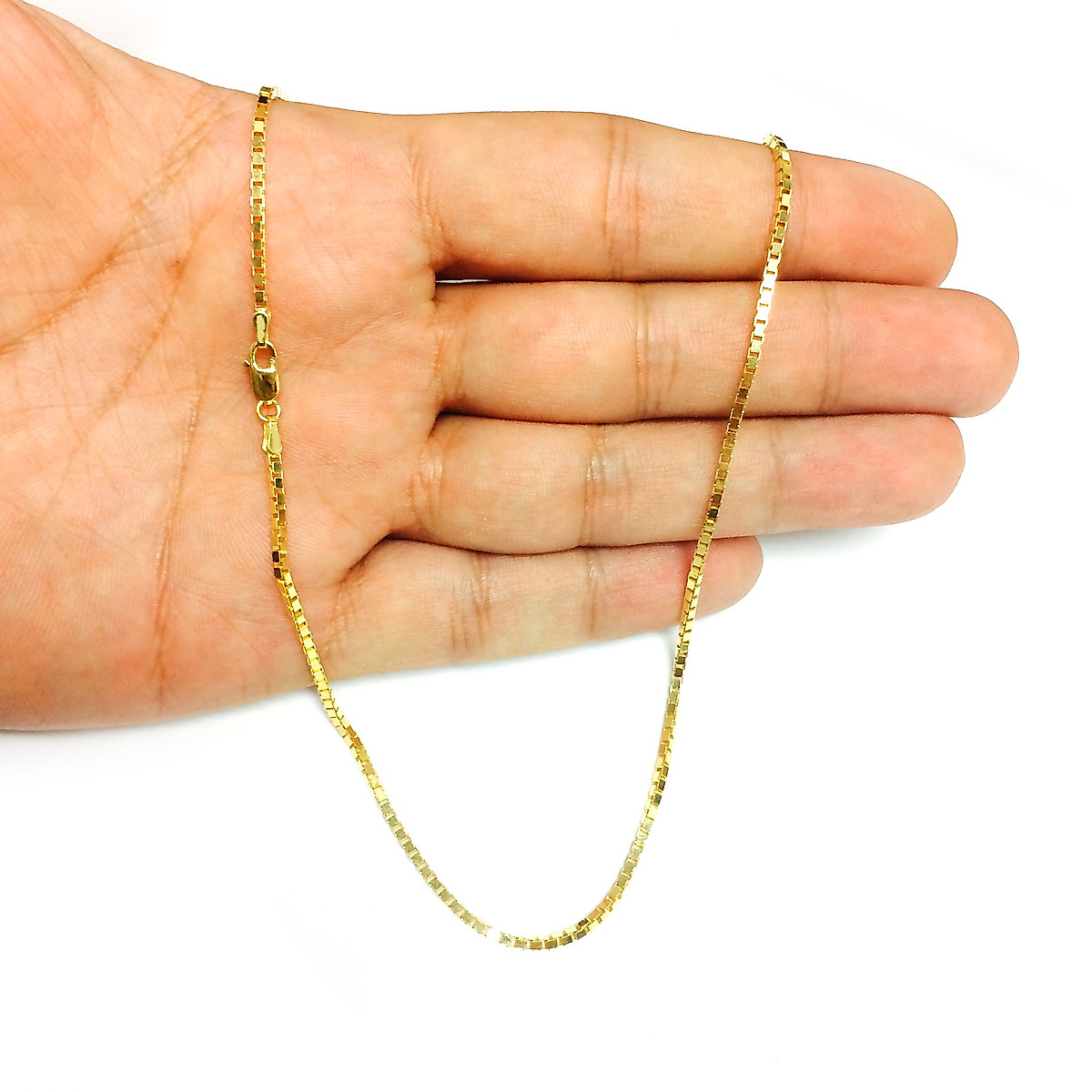 Jewelry Affairs 14k Yellow Real Solid Gold Mirror Box Chain Necklace, 1.7mm, 30"